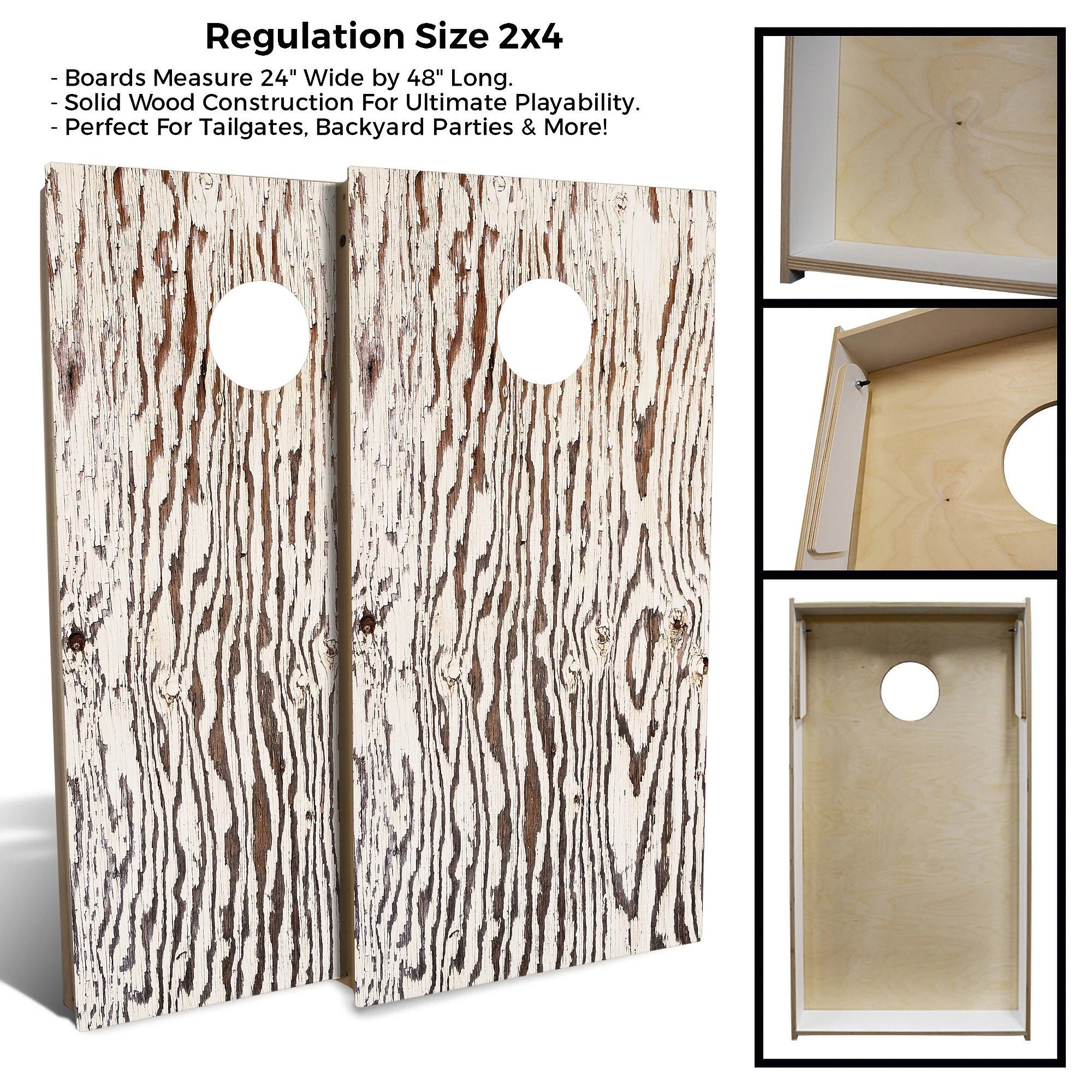 Rustic White Chipped Cornhole Boards Complete Outdoor Game - Etsy