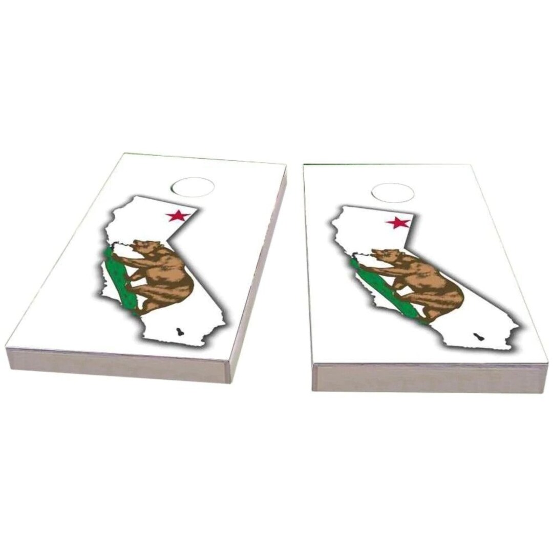 California Outline white Cornhole Boards, Complete Outdoor Game Set ...