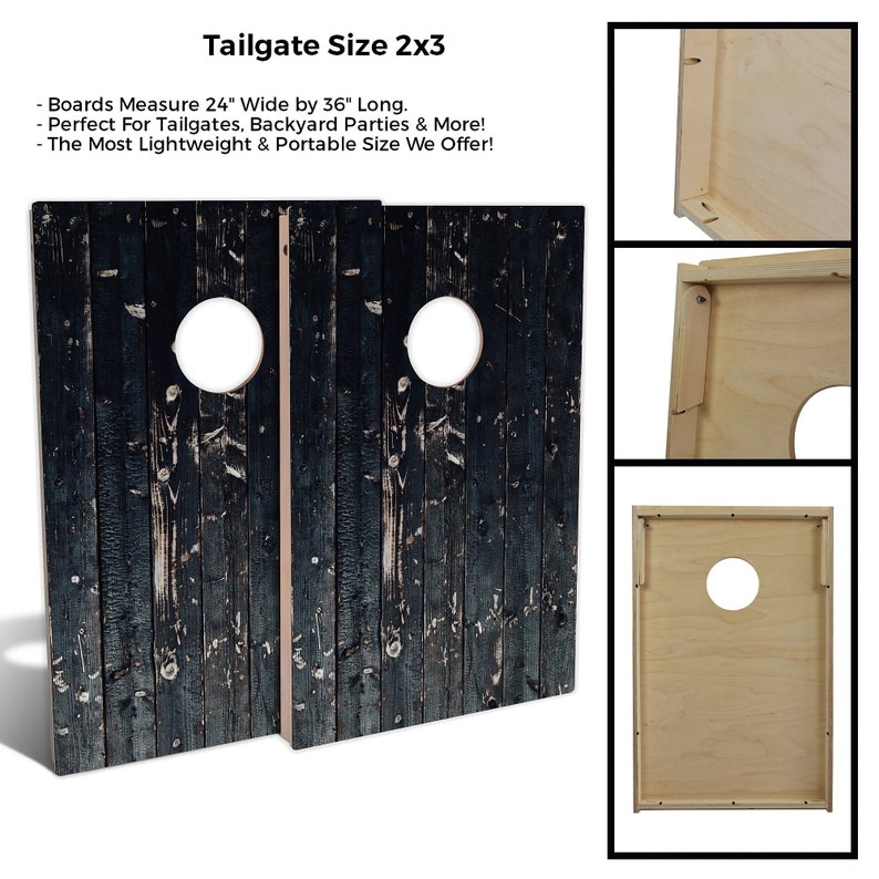 Black Plank Cornhole Boards Complete Outdoor Game Set With 2 - Etsy
