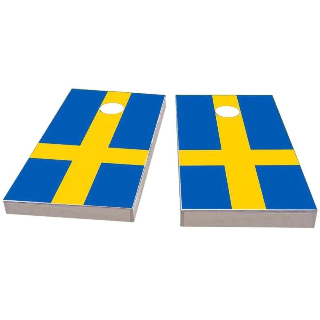 Sweden Flag Cornhole Boards, Complete Outdoor Game Set With 2 Boards, 8 ...
