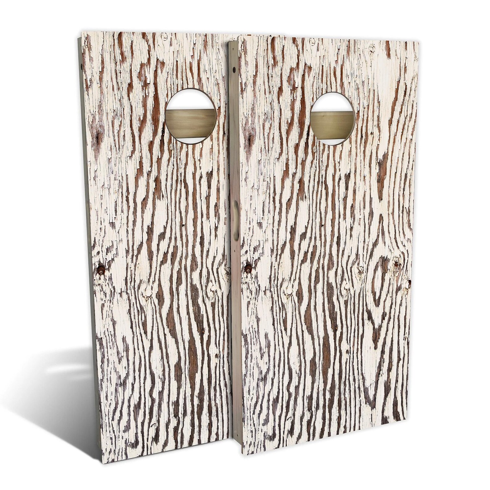 Rustic White Chipped Cornhole Boards Complete Outdoor Game - Etsy