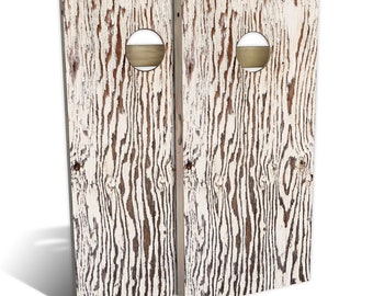 Rustic White Cornhole Boards Complete Outdoor Game Set With 2 | Etsy