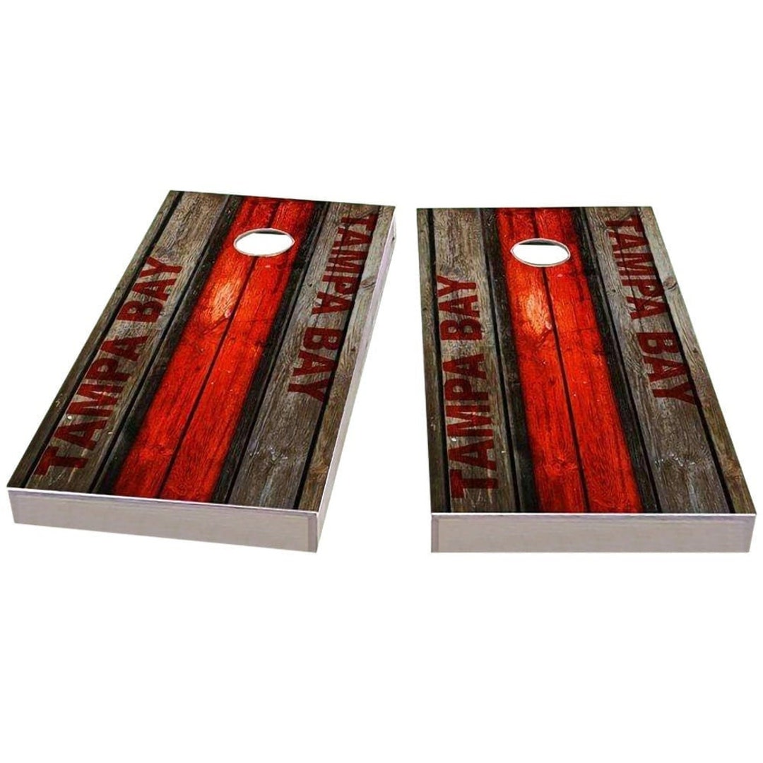 Tampa Bay Football Cornhole Boards, Complete Outdoor Game Set With 2 ...