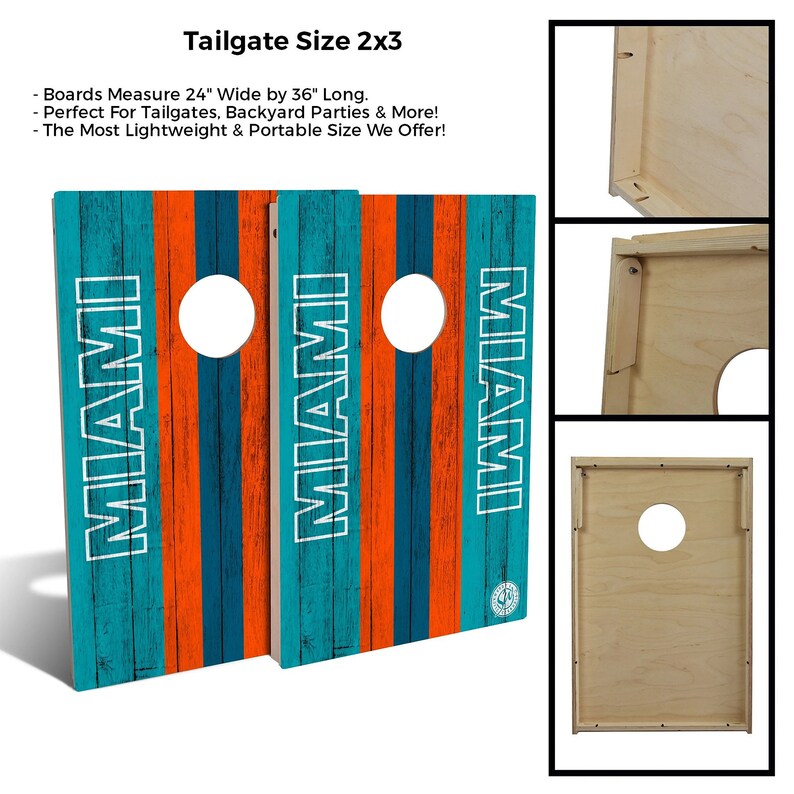 Miami Football Cornhole Boards Complete Outdoor Game Set With - Etsy