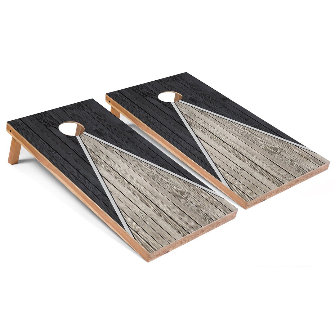 Dark Grey Pyramid Cornhole Set, Complete Outdoor Game Set With 2 Boards ...