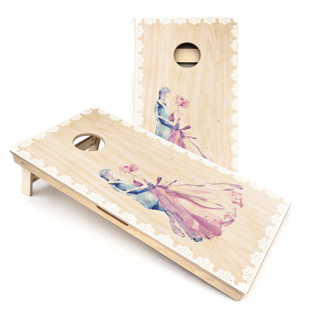 Watercolor Couple Cornhole Boards, Outdoor Lawn Game With 2 Boards ...