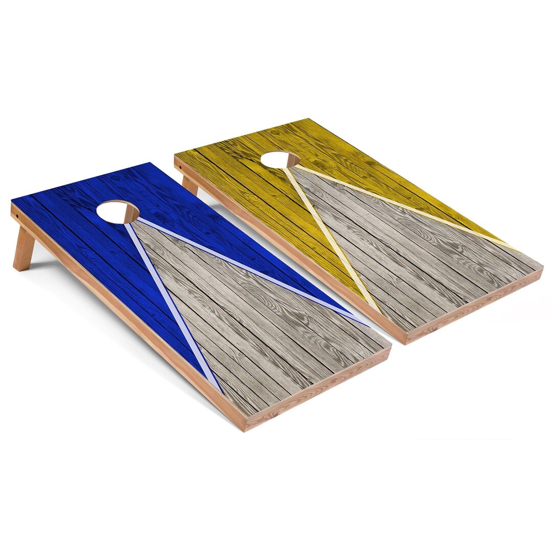 Royal and Yellow Pyramid Cornhole Set, Complete Outdoor Game Set With 2 ...