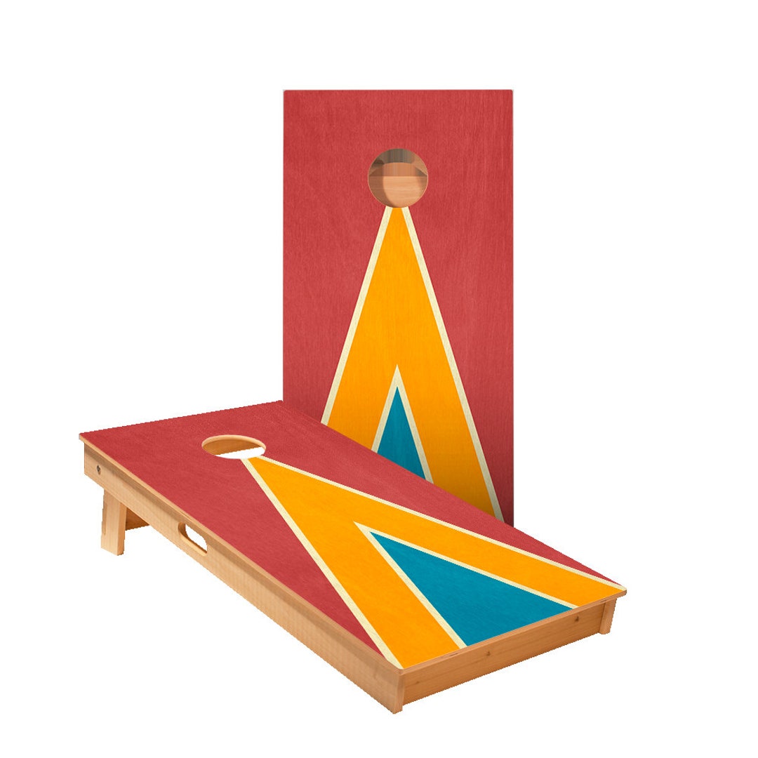 Cornhole Game Set: Retro Triangle Colors - Includes 2 Boards & Bags - Etsy