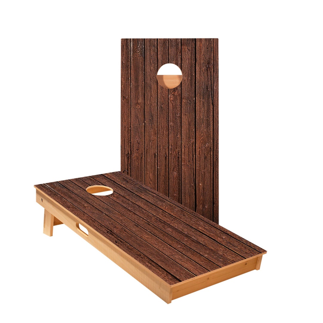 Rustic Dark Wood Cornhole Boards, Includes 2 Boards + Optional Bags ...