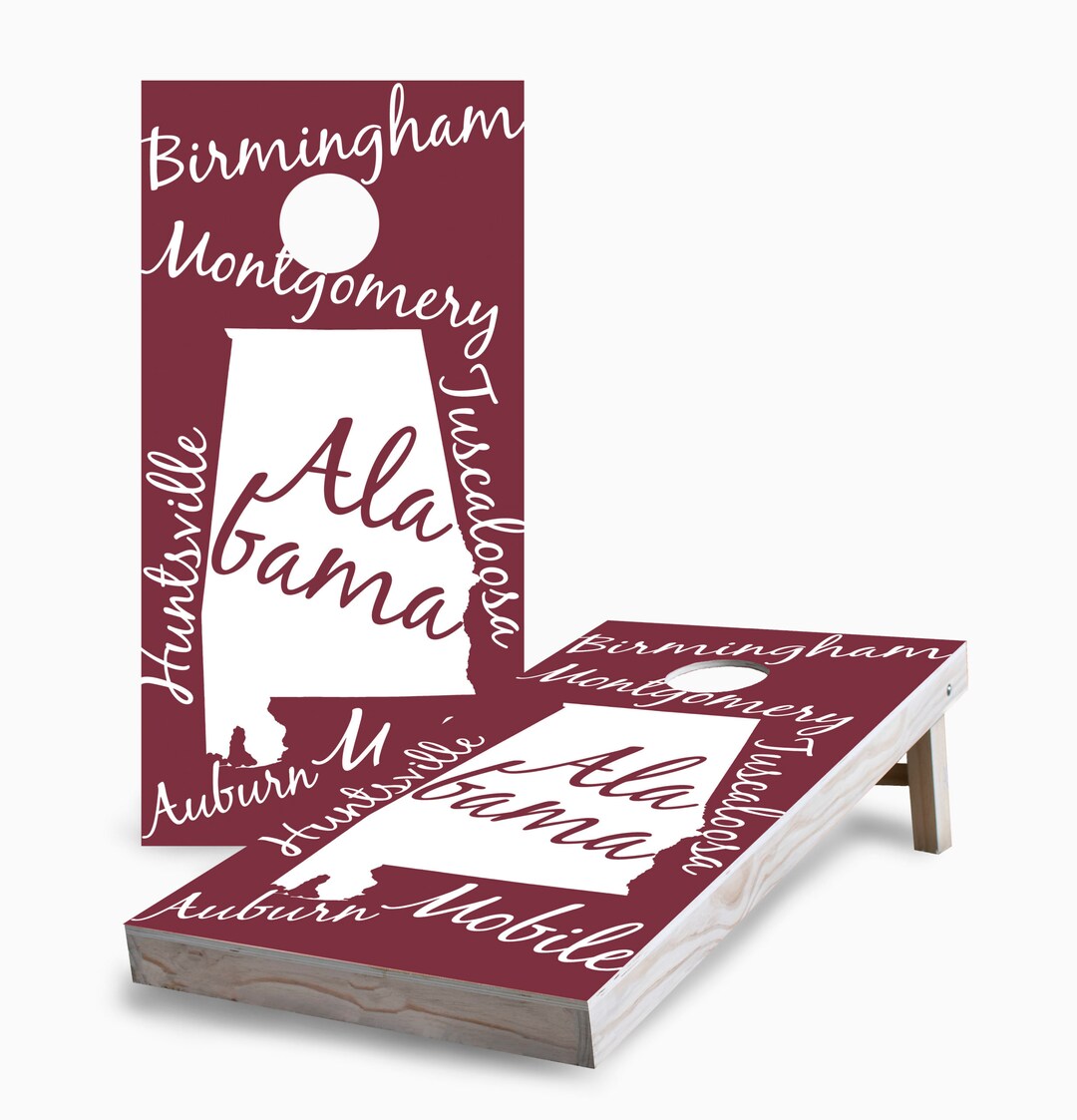 Alabama State Pride Cornhole Boards, Complete Outdoor Game Set With 2 ...