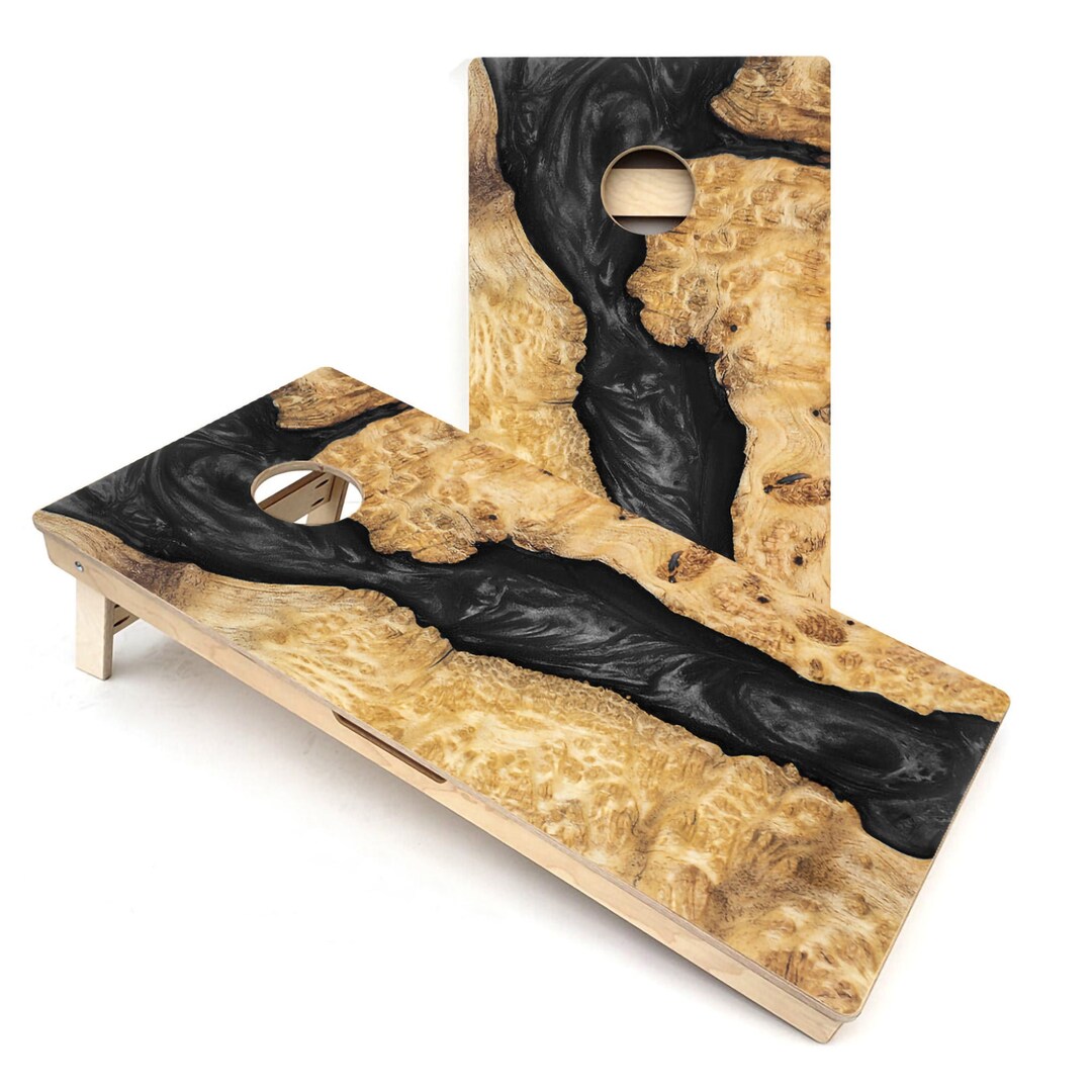 Black Epoxy Cornhole Boards - Regulation Size With Score Keeper - Etsy