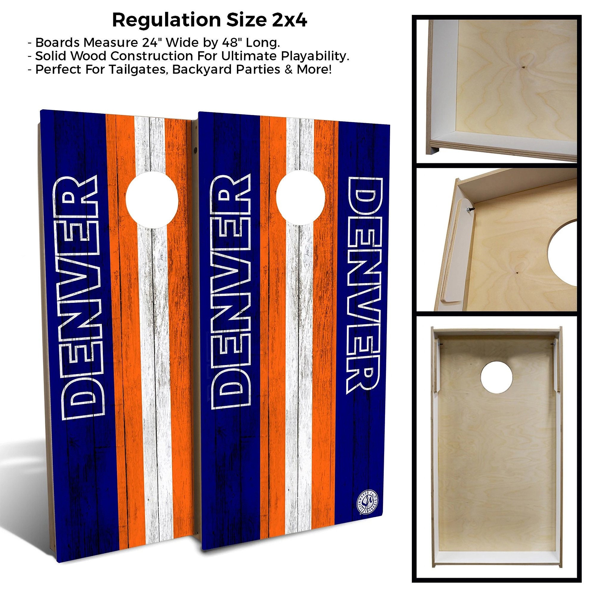 Denver Football Cornhole Boards Complete Outdoor Game Set - Etsy