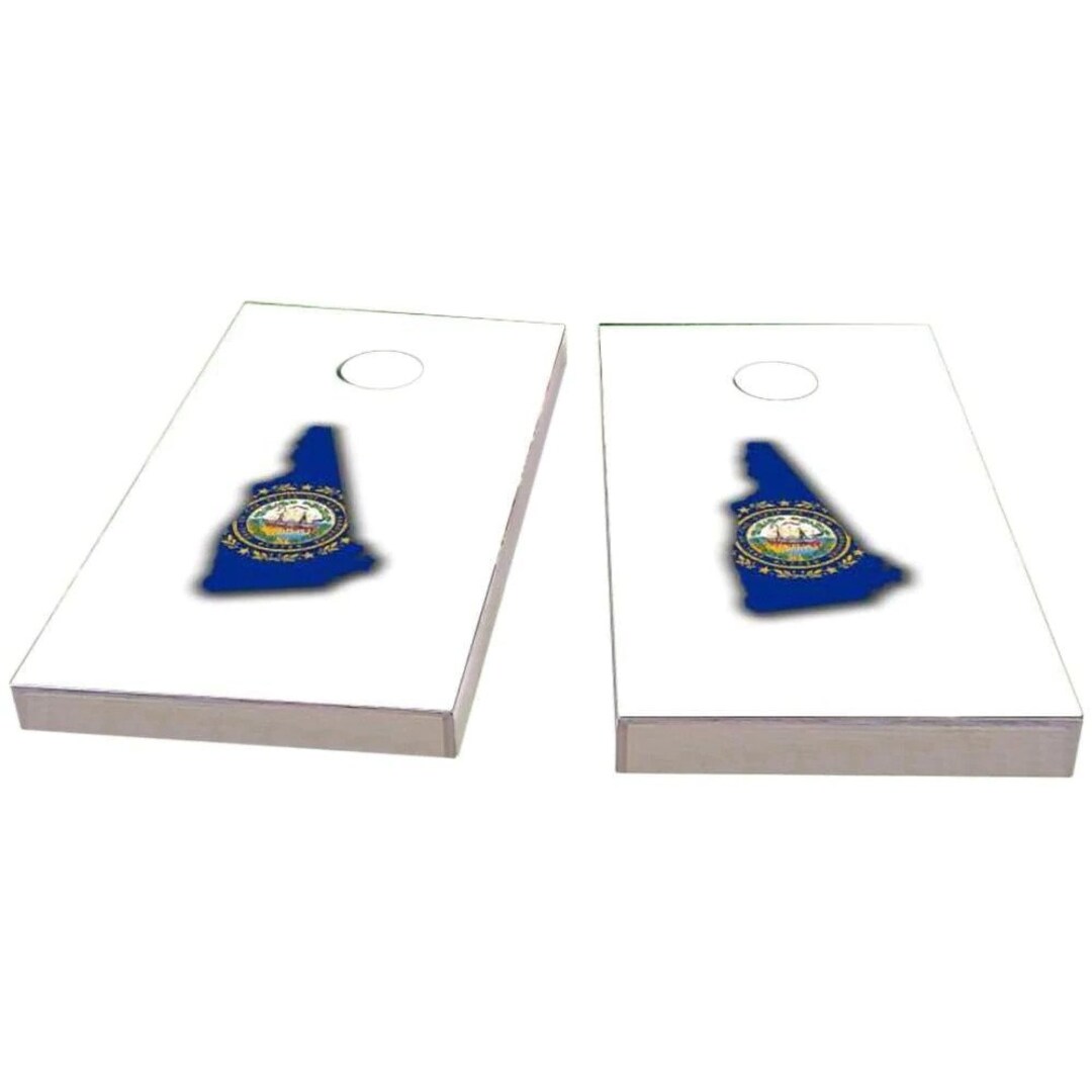 New Hampshire Outline white Cornhole Boards, Complete Outdoor Game Set ...