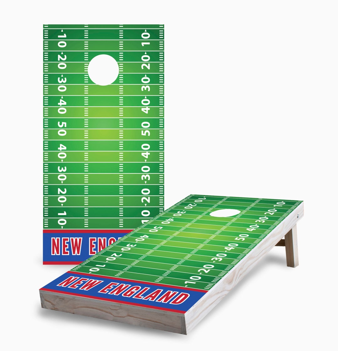 Cornhole Game Set: New England Football Design - Wood Frames, Portable ...
