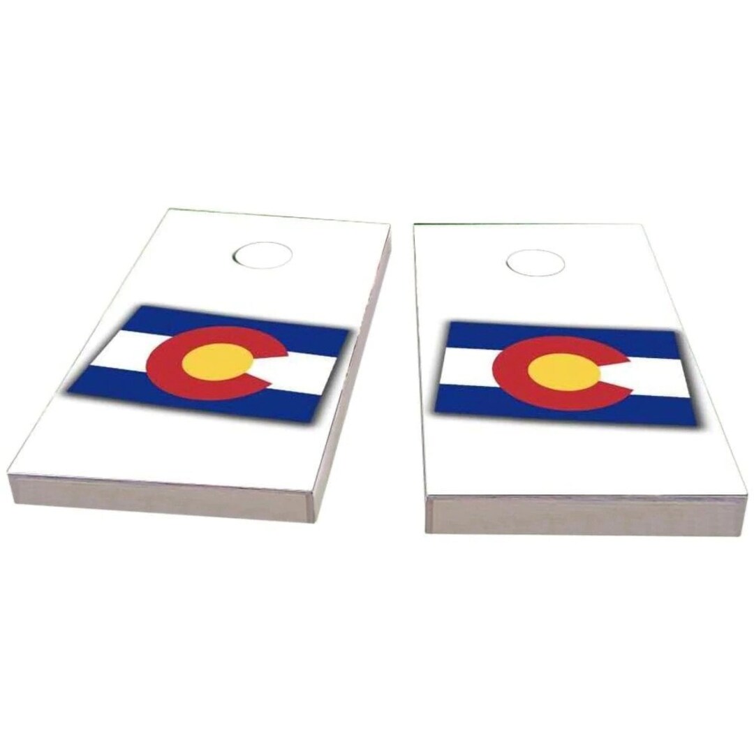 Colorado Outline white Cornhole Boards, Complete Outdoor Game Set With ...