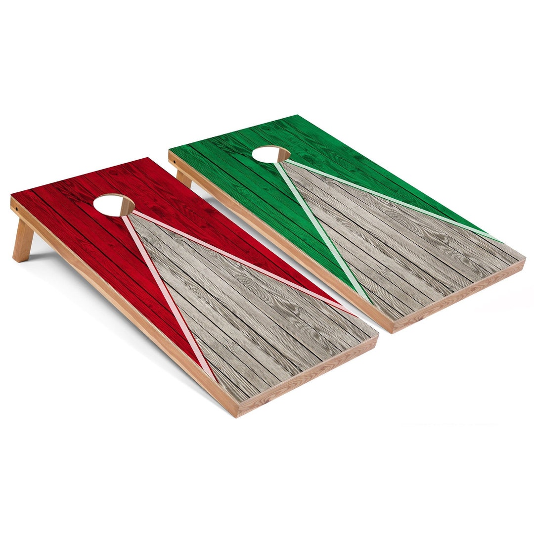 Red and Kelly Pyramid Cornhole Set, Complete Outdoor Game Set With 2 ...