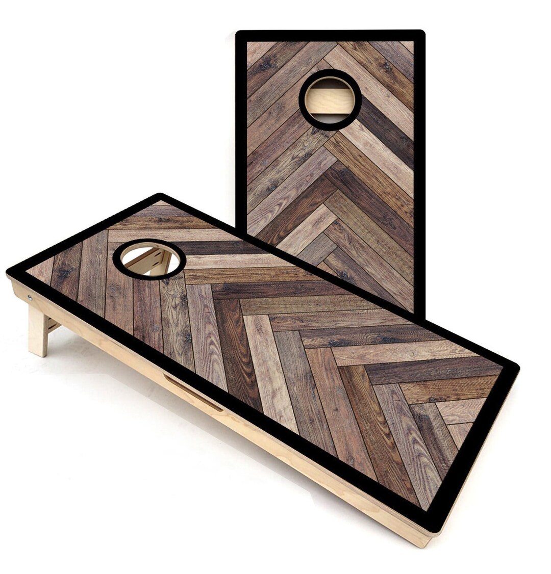 Cornhole Boards: Herringbone Pattern, Solid Wood (tournament Size) - Etsy