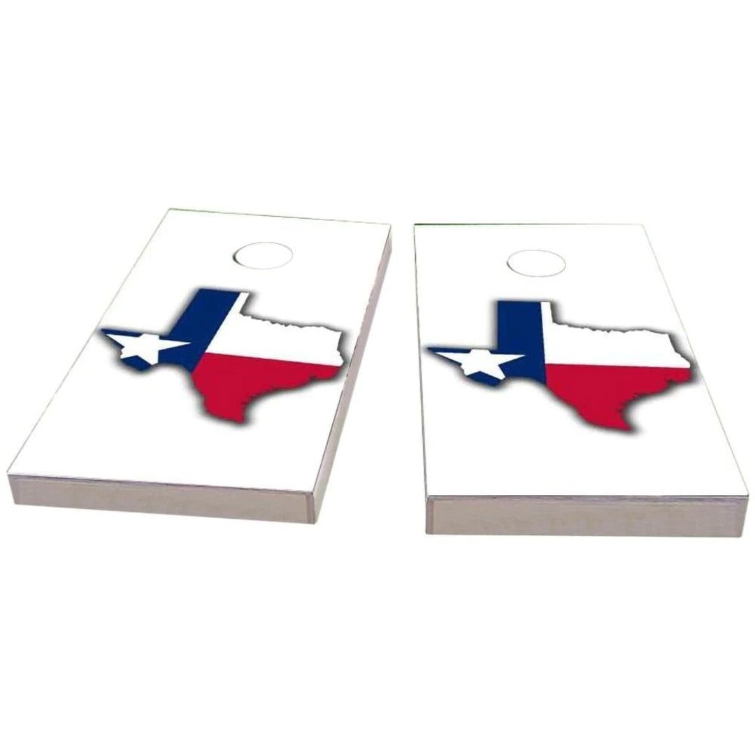 Texas Outline white Cornhole Boards, Complete Outdoor Game Set With 2 ...