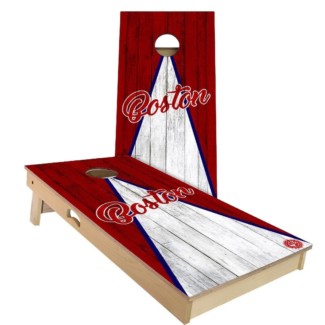 Boston Baseball Cornhole Boards, Complete Outdoor Game Set With 2 ...