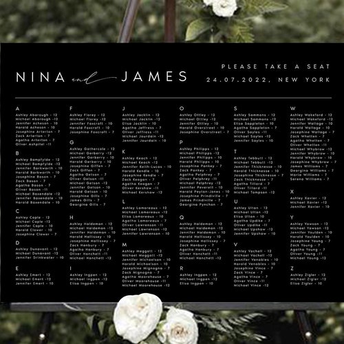 Modern Black Seating Chart Template Minimalist Editable - Etsy