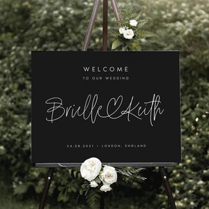Modern Wedding Welcome Sign Black Wedding Sign Script - Etsy