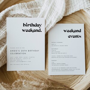 Modern Birthday Party Invitation Template Minimalist Birthday | Etsy