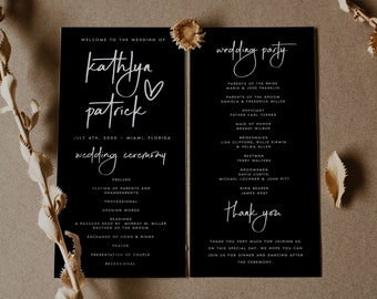 Modern Wedding Program Template, Minimalist Order of Service, Printable ...