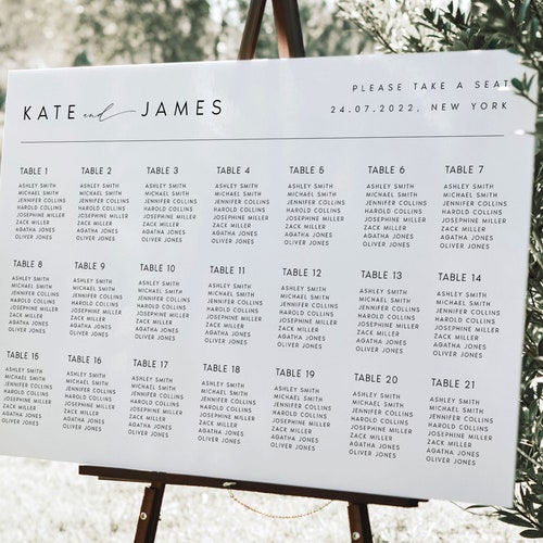 Modern Seating Chart Template Minimalist Editable Instant - Etsy