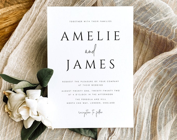 Minimalist Wedding INVITATION Template, Modern, 100% Editable Template ...