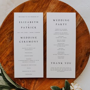 Wedding Ceremony Program Template Simple Program Template - Etsy