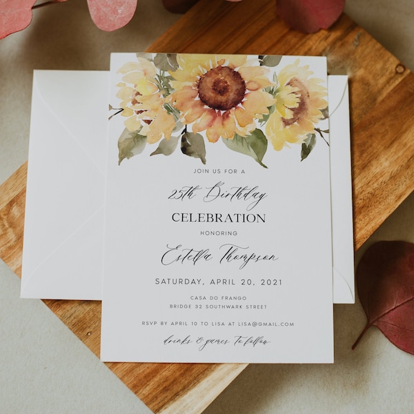 Sunflower Invitation - Etsy