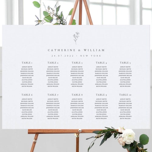 Small Wedding Seating Chart Template Minimalist Seating Plan - Etsy
