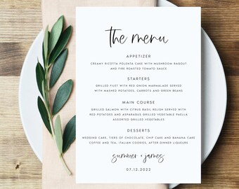 5x7 Menu Template - Etsy