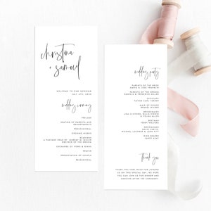 Modern Wedding Program Template, Printable Wedding Program, Minimalist ...