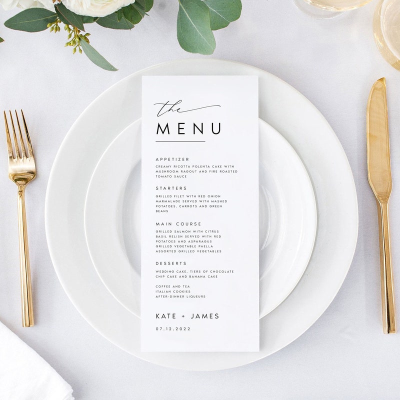 Wedding Dinner Menus - Etsy