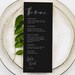 Black Modern Calligraphy Wedding Menu Template, Minimal Dark Reception ...