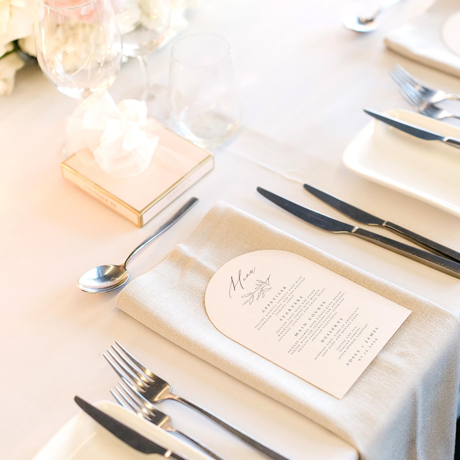 Arch Shape Wedding Menu Cards, Arch Shaped Dinner Menus, Printed ...
