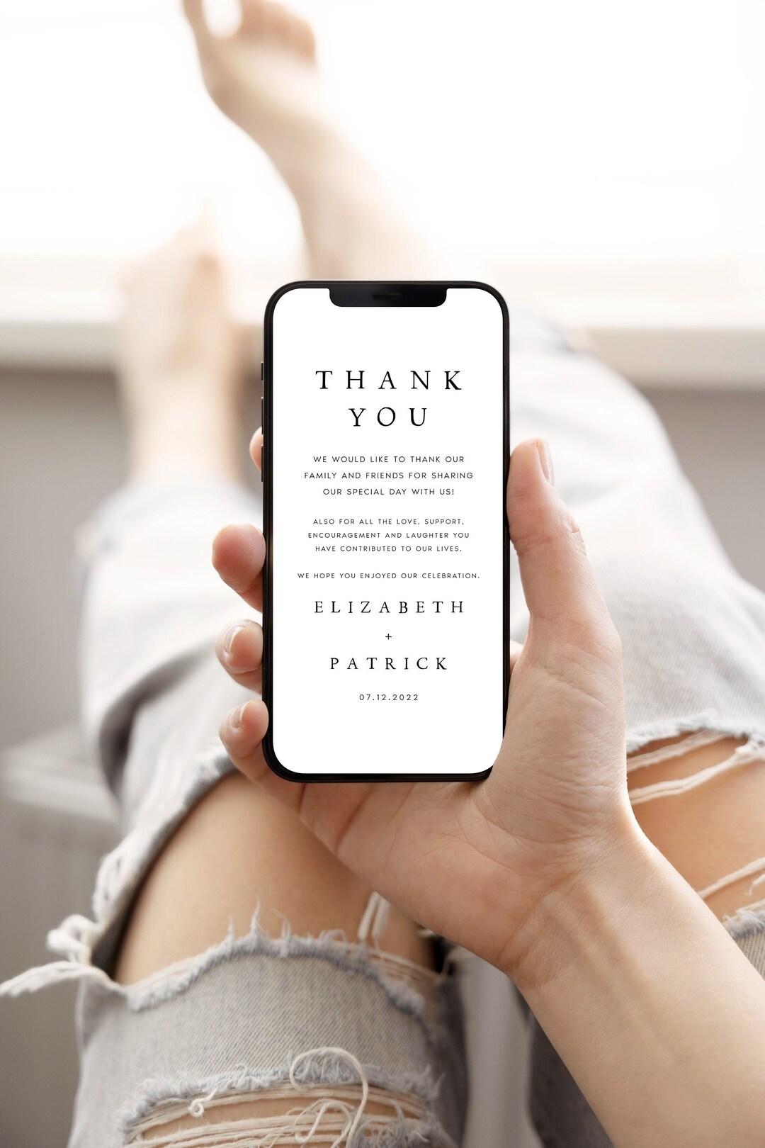 Electronic Thank You Note Template, Digital Wedding Thank You Evite ...