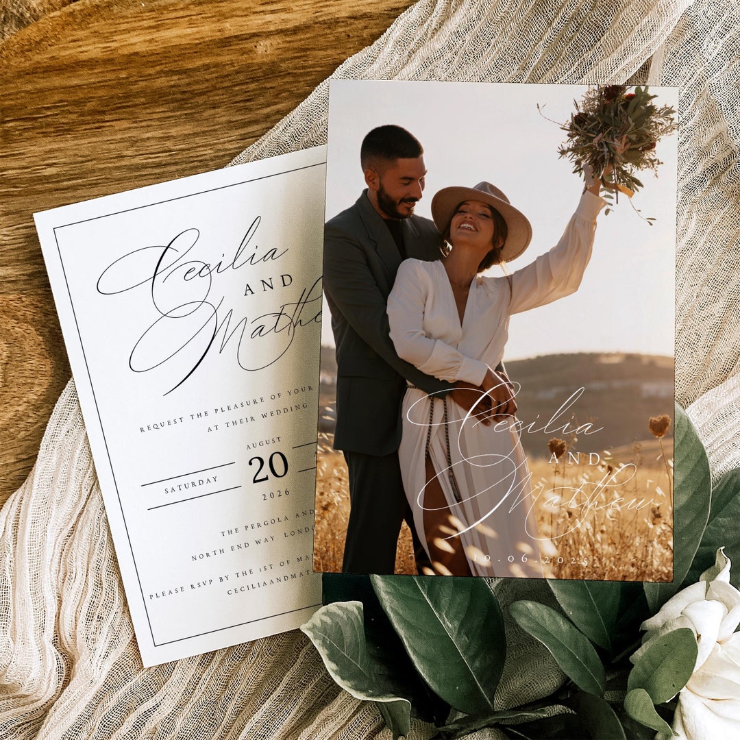 Minimalist Wedding Invitation Template, Editable Minimalist Wedding ...