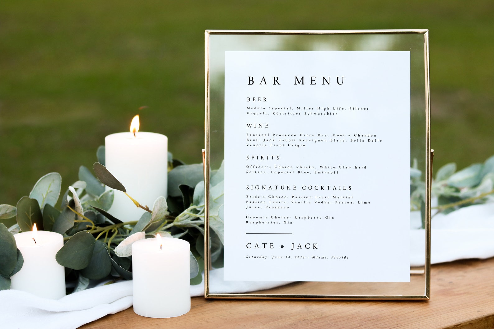 Modern Wedding Bar Menu Template 8x10 Minimalist Bar Menu - Etsy