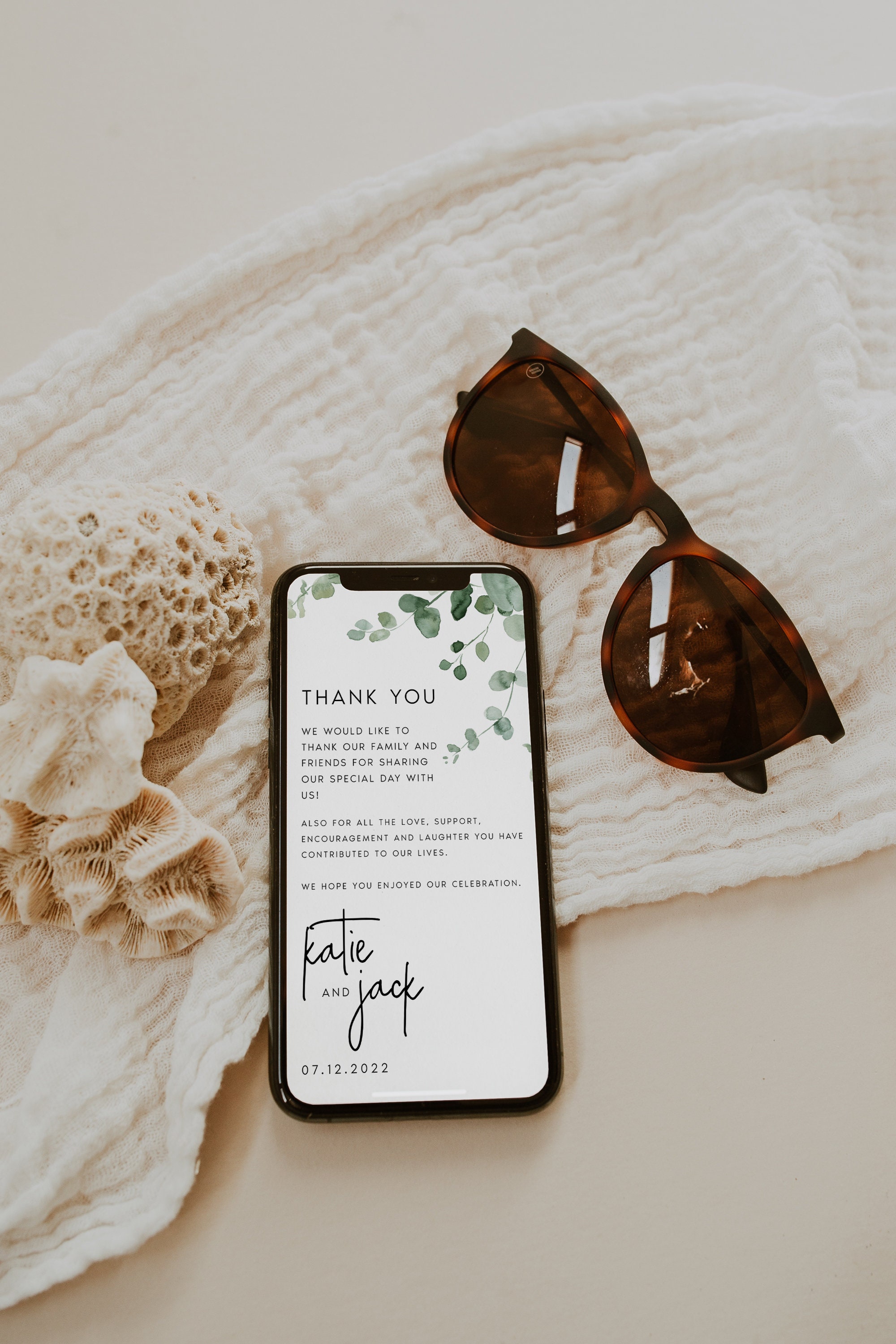 Electronic Thank You Note Template, Digital Wedding Thank You Evite ...