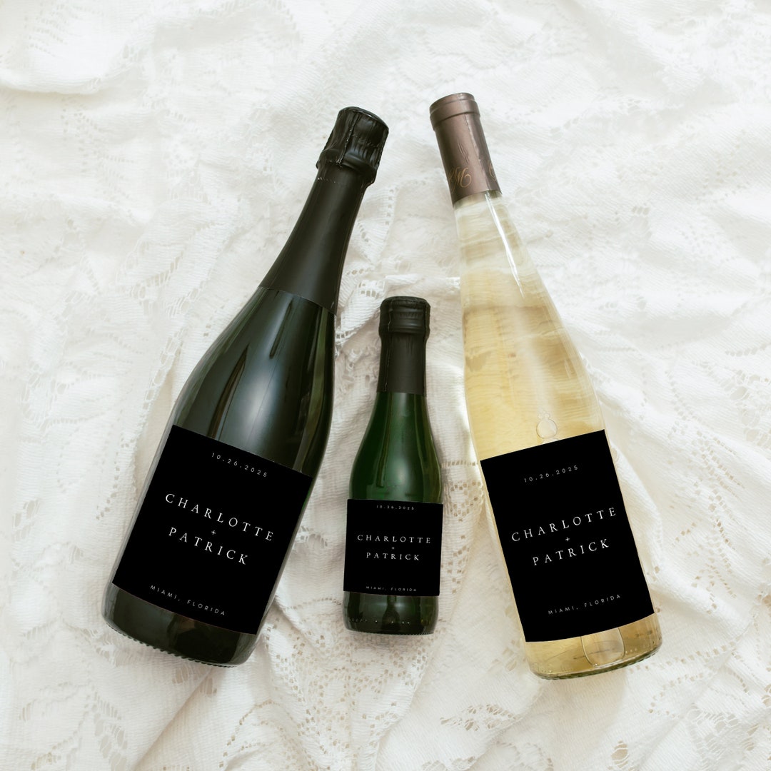 Modern Black Wine Label Template, Minimalist Wine Bottle Label, Wine ...