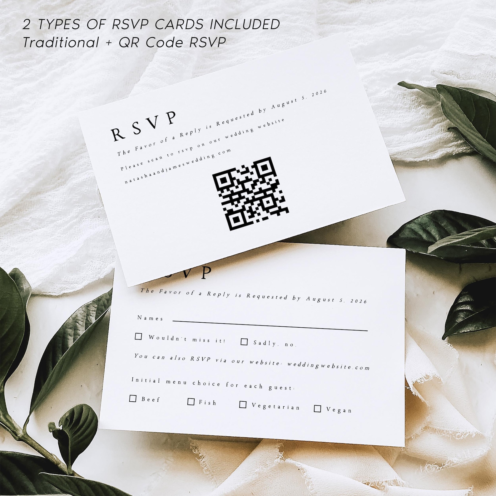 QR Code Wedding RSVP Card Template, Minimalist Online Reply (digital ...