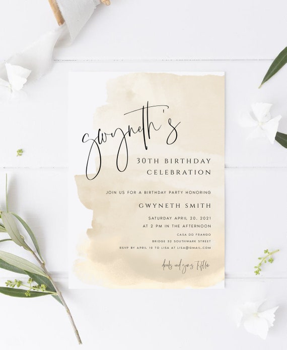 Beige Birthday Party Invitation Printable Boys & Girls - Etsy