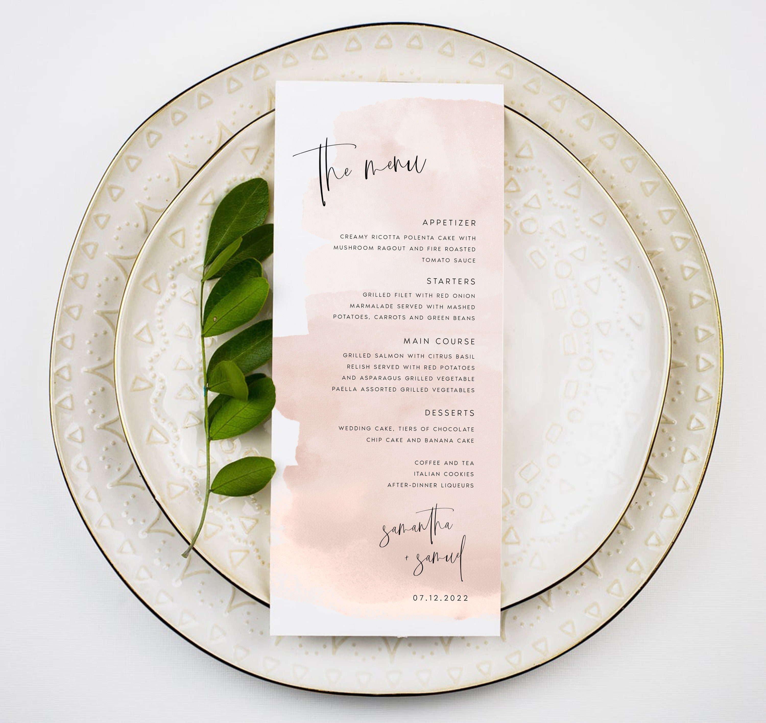 Bridal Shower menu DIANTHUS Wedding menu template Floral dinner menu ...