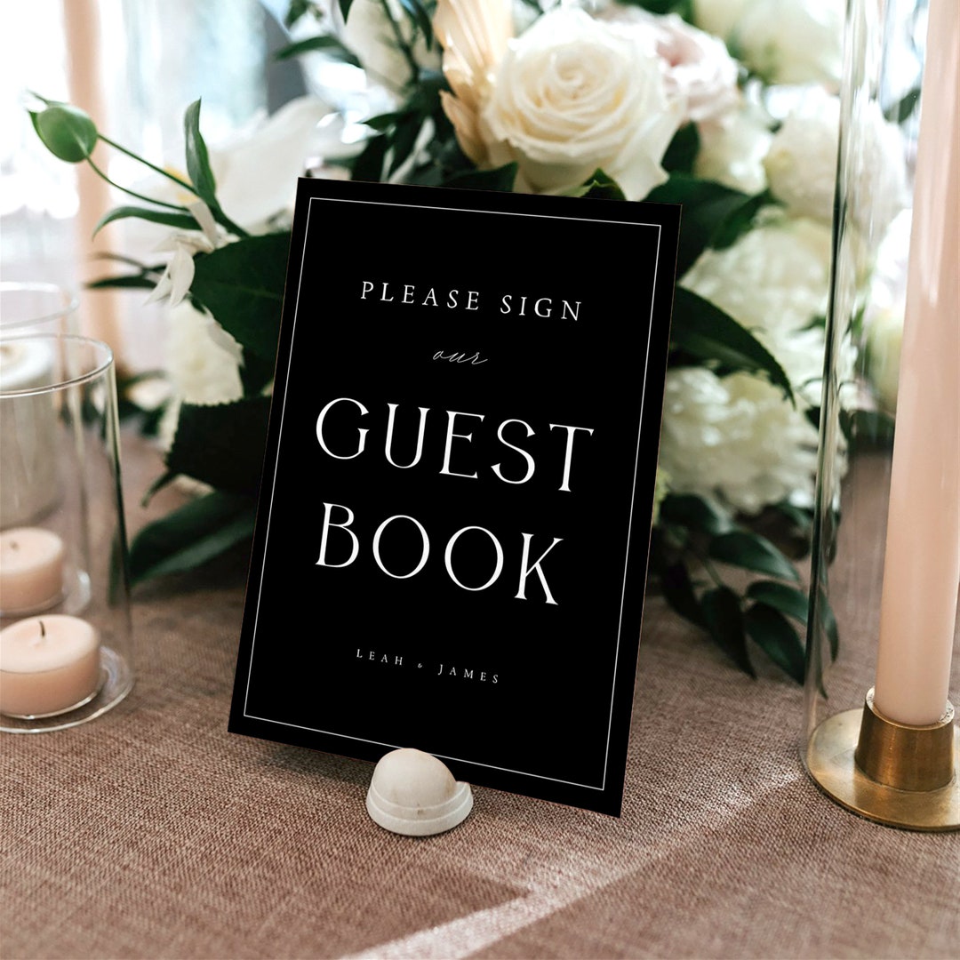 Please Sign Our Guestbook Template, Black Wedding Guest Book Sign ...