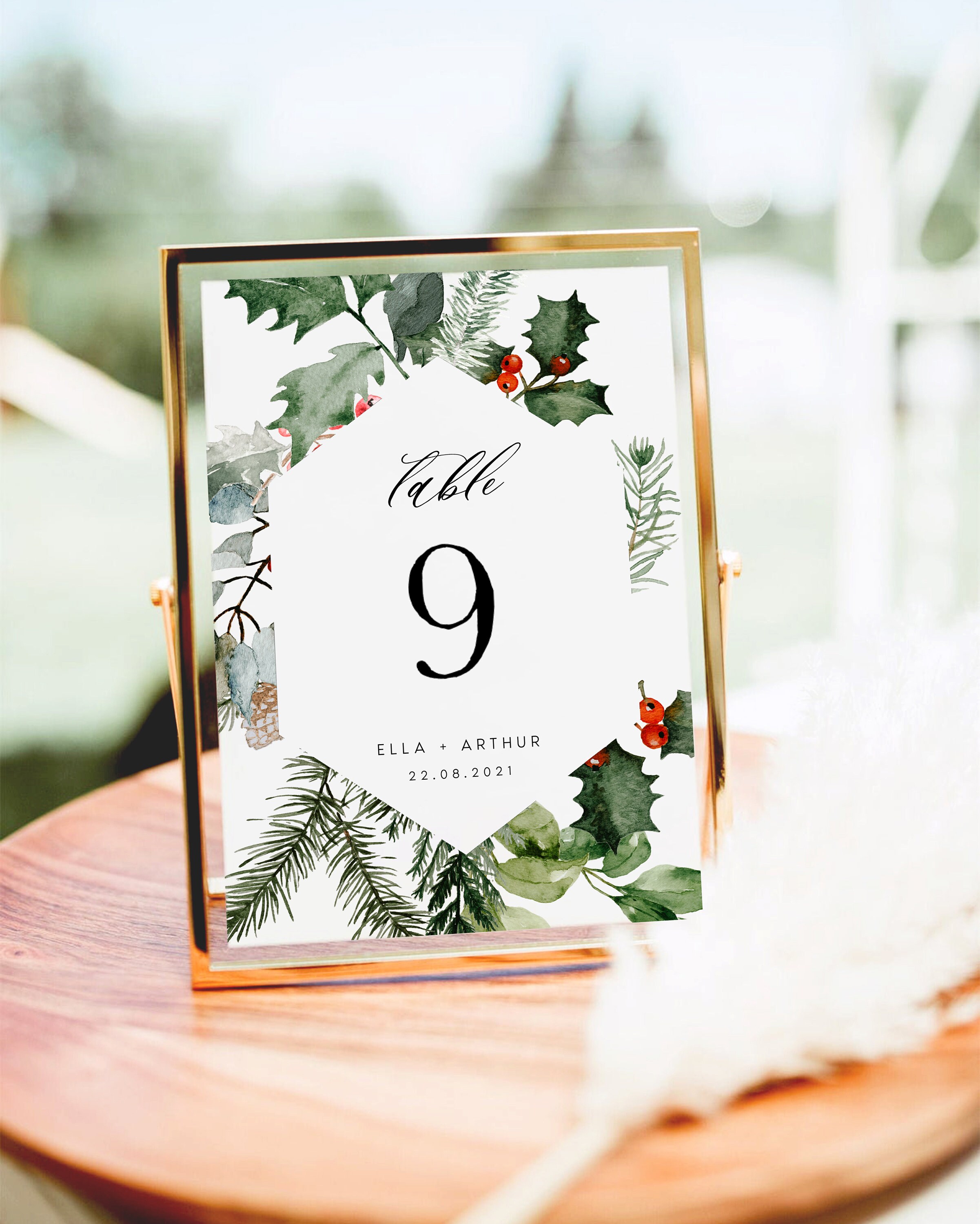 Winter Holiday Table Number Template, Printable Wedding Decor (DIY ...