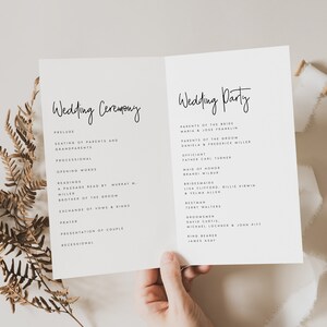Printable Program Template, Folded, Wedding Ceremony, Templett, Instant ...