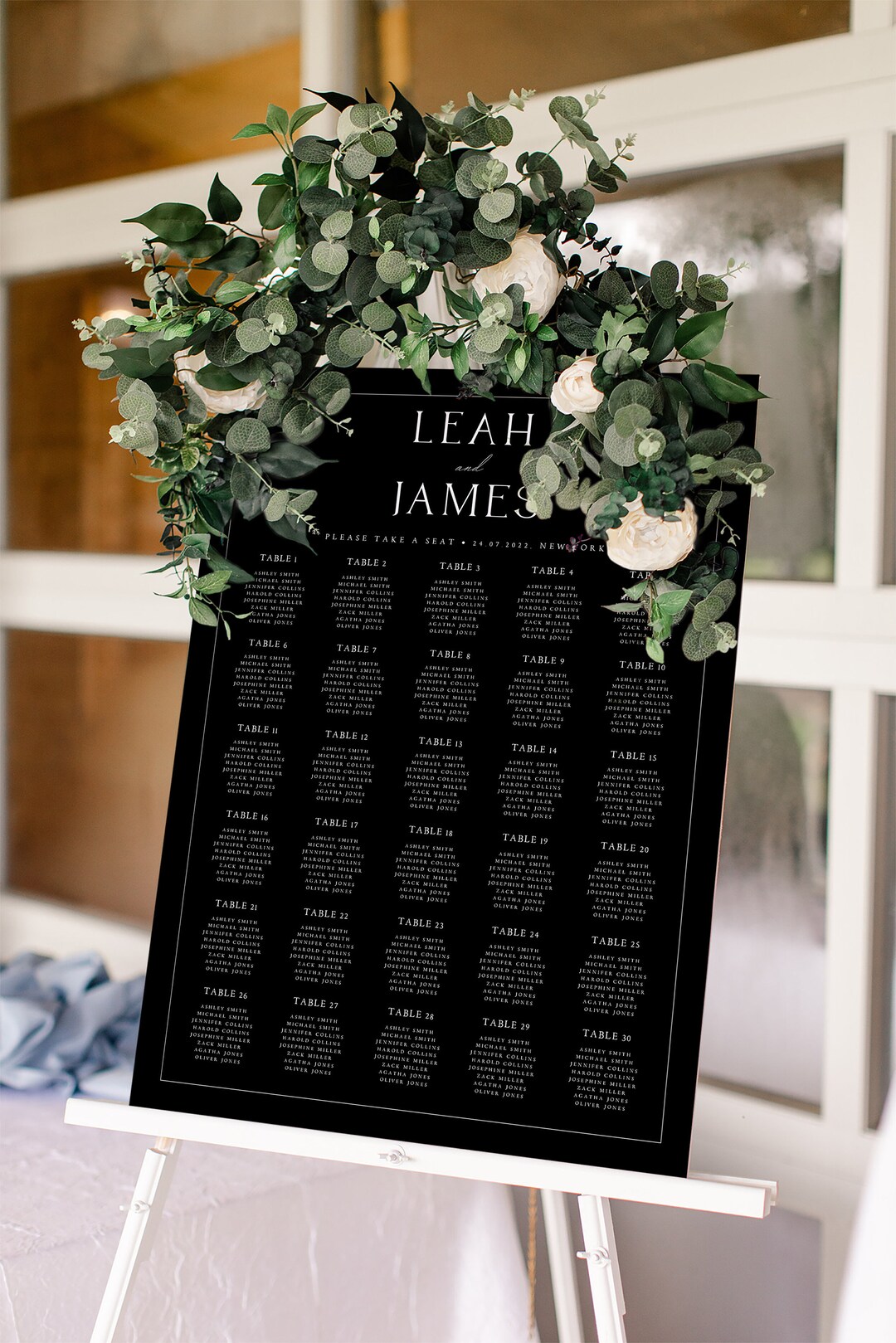 Modern Wedding Seating Chart Template, Elegant Wedding Seating Plan ...