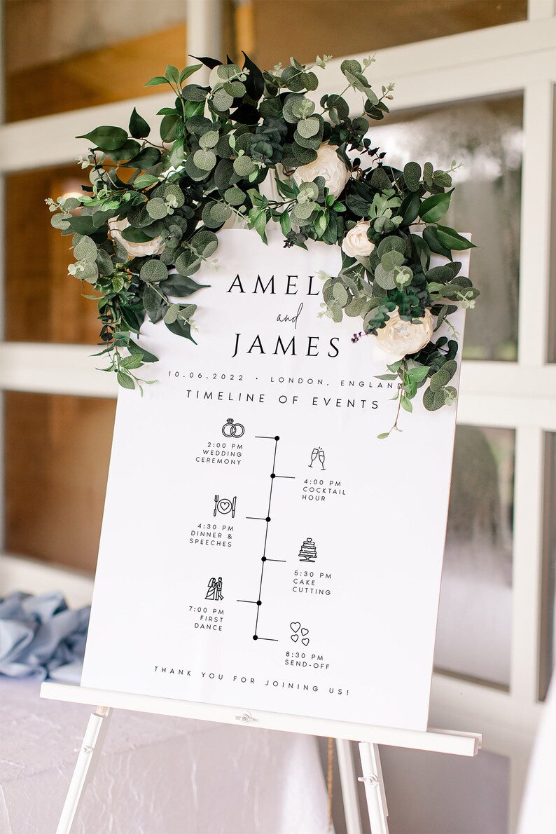 Modern Wedding Timeline Sign Template (digital Download) AMELIE - Etsy